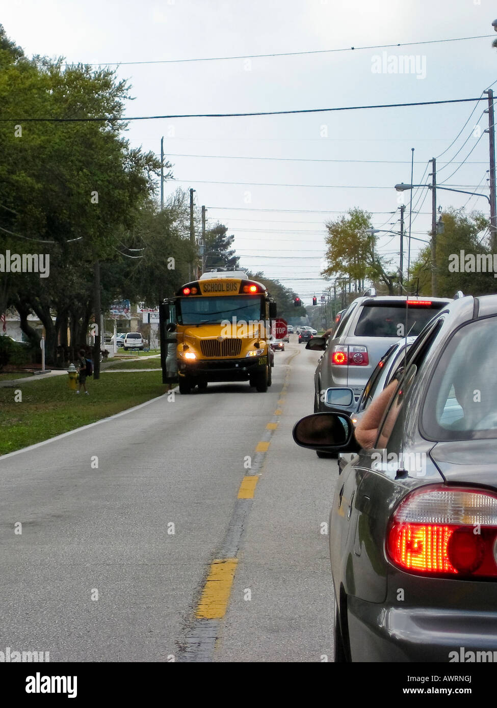 School bus Dropping off Children Stock Photo - Alamy