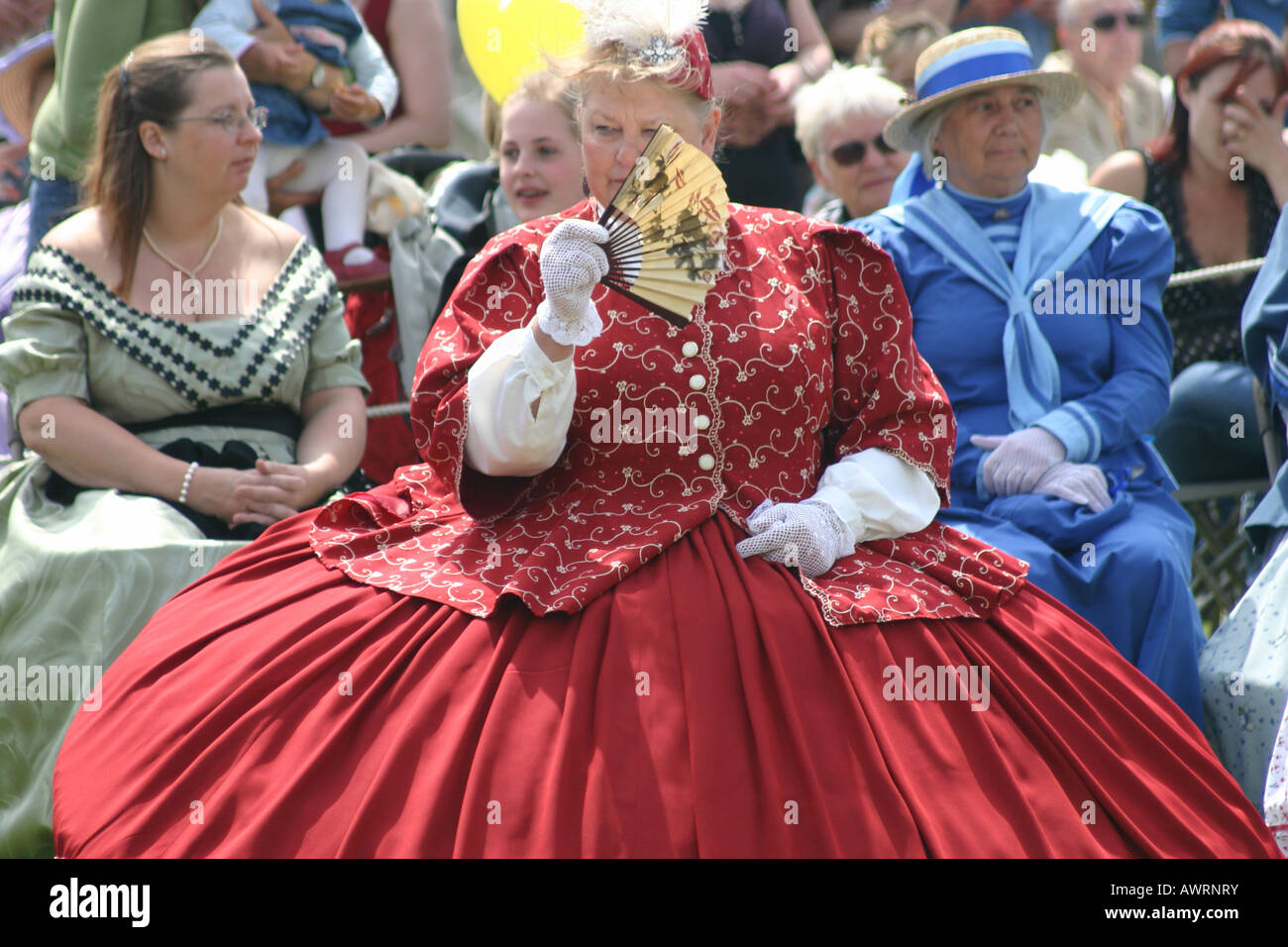 victorian lady street theatre actress large red dress dickens festival ...