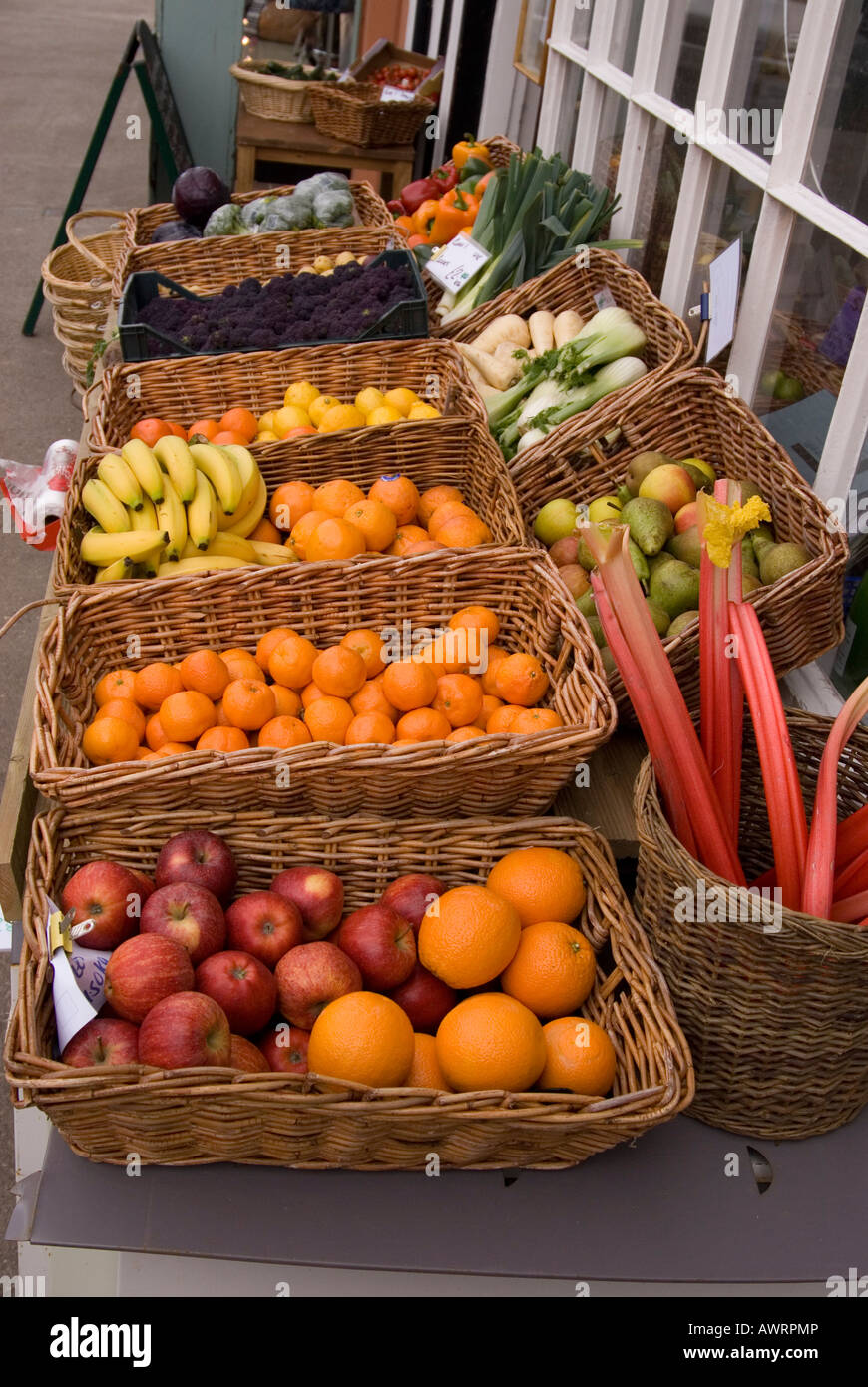 Fruit Outside Greengrocers in the uk Stock Photo - Alamy