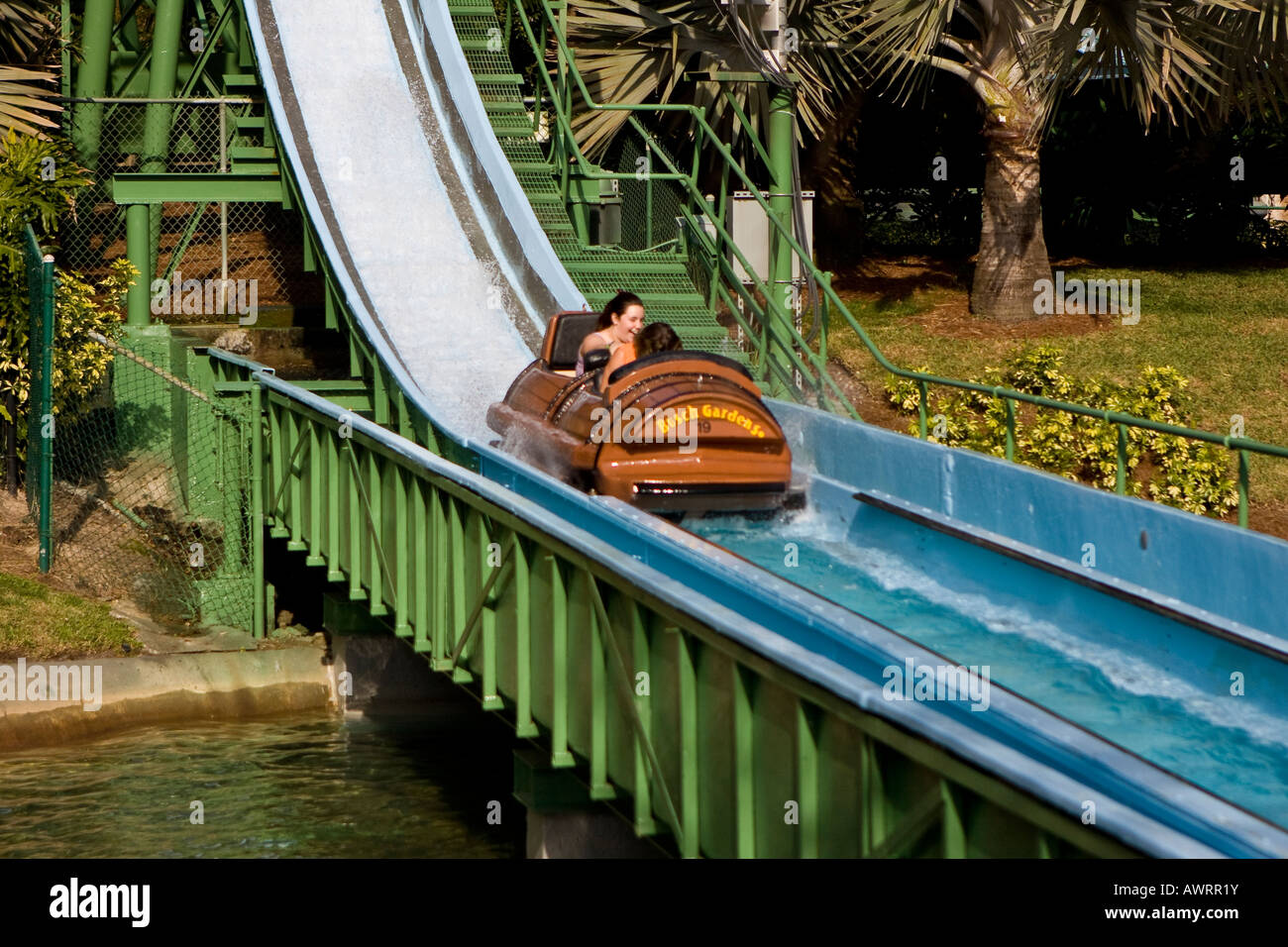 Log Flume Ride at Busch Gardens Florida USA Stock Photo - Alamy
