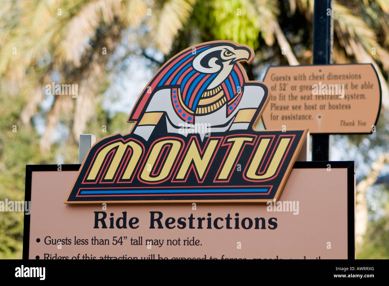 Montu roller coaster ride sign hi-res stock photography and images - Alamy
