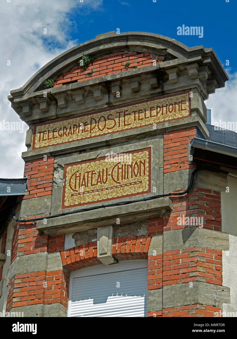 information sign on storefront of an old post and telegraph office in ...