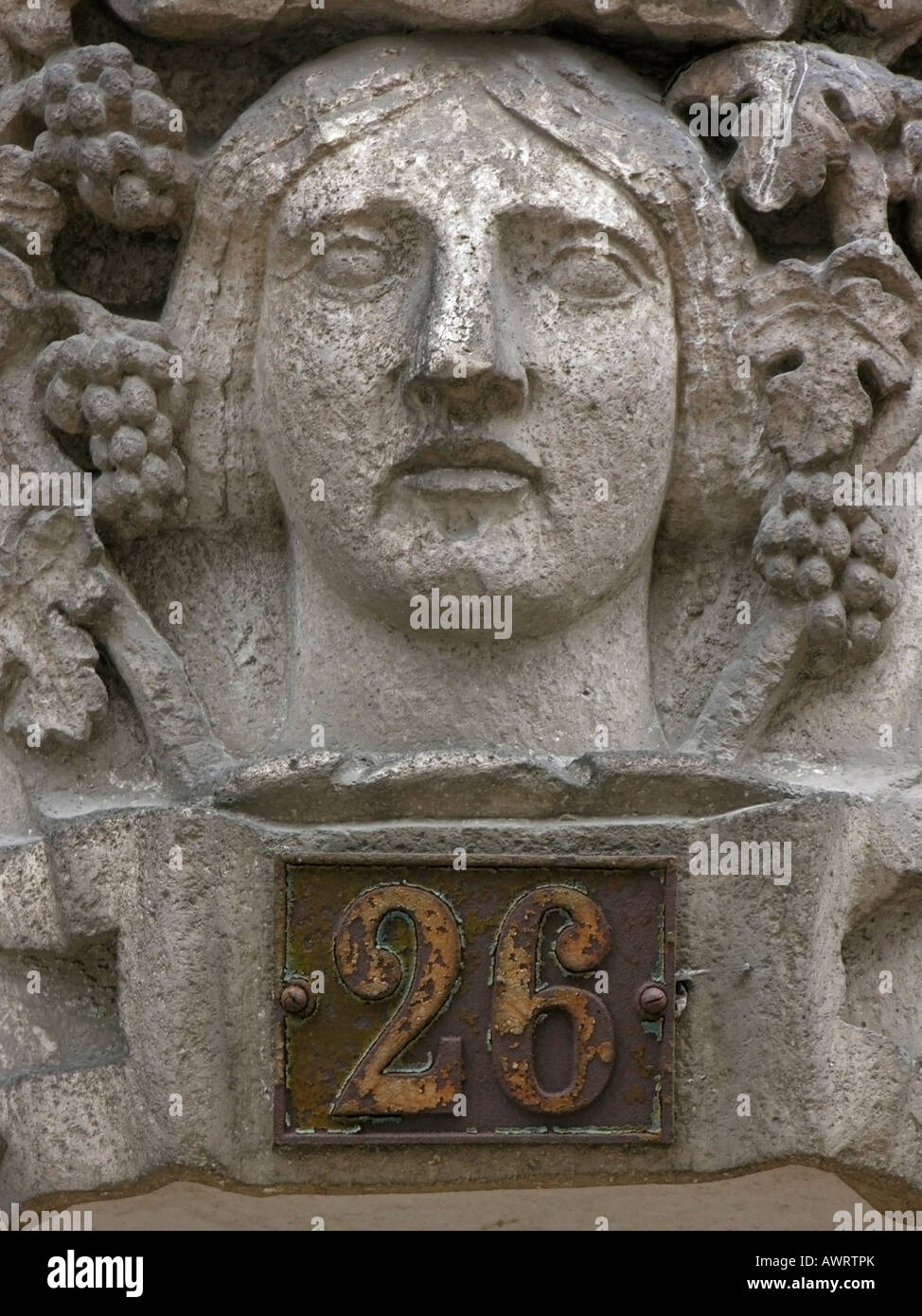 number 26 for house number with a statue head face of a figure Stock ...