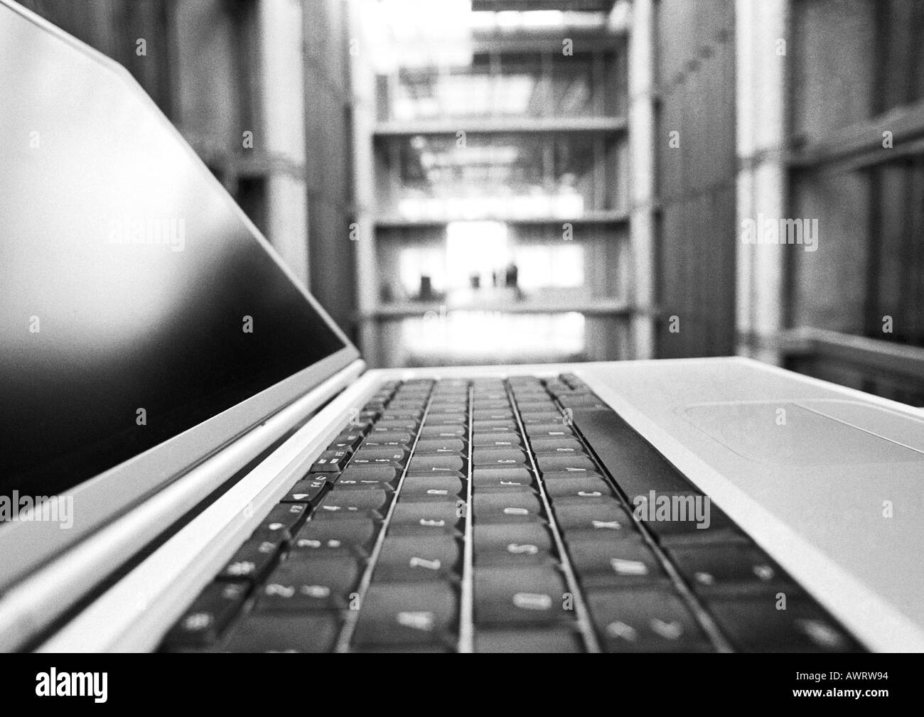Laptop computer, side view, close-up, b&w Stock Photo - Alamy