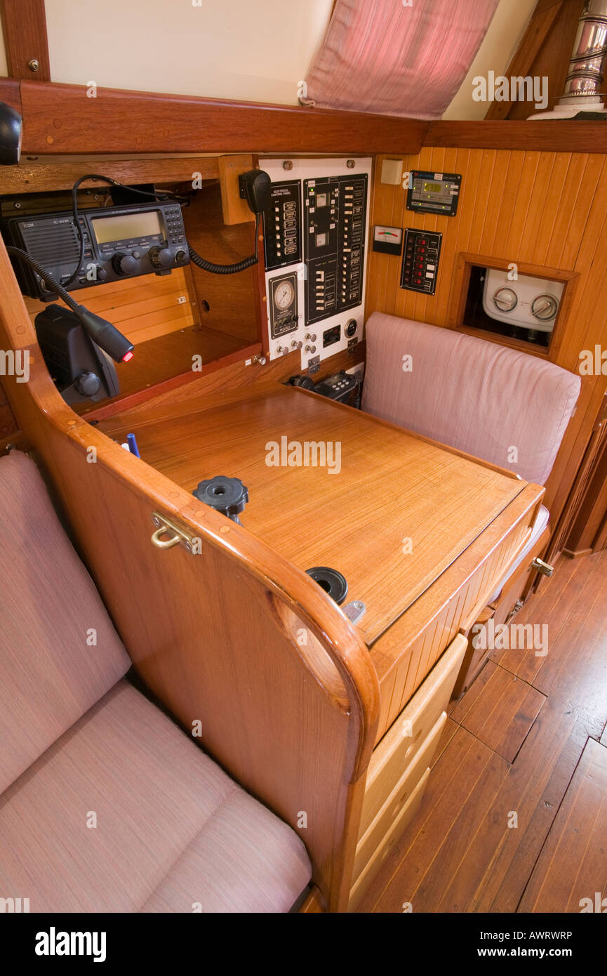 Sailboat teak Interior Stock Photo - Alamy