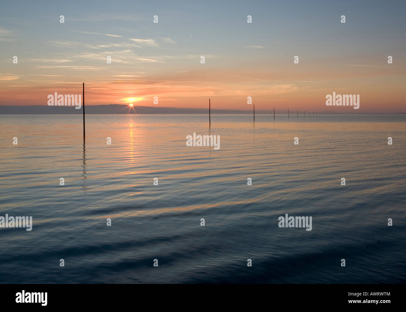 The posts marking the Pilgrims Way linking the Northumberland mainland ...