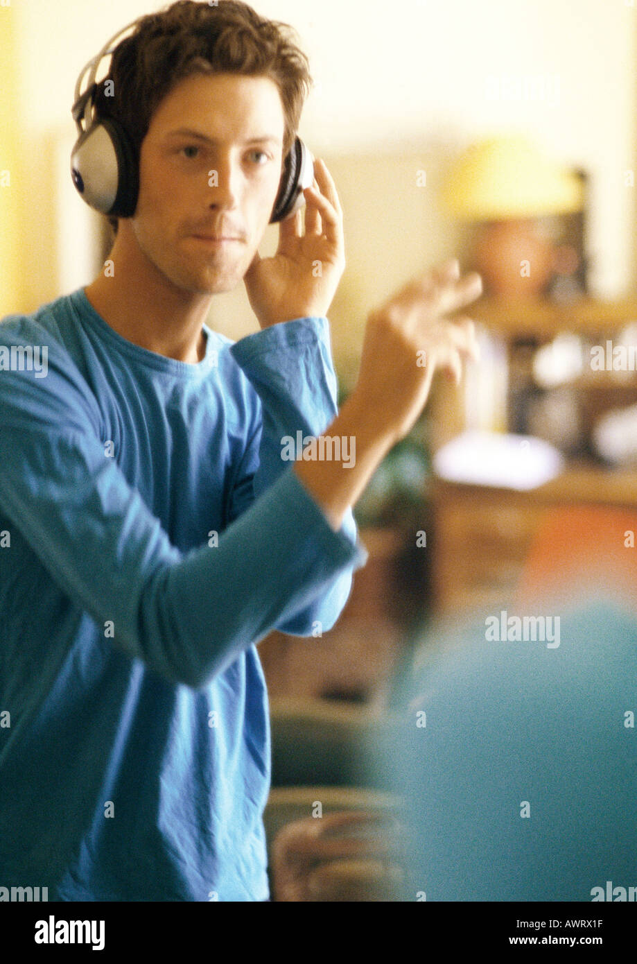 Male College Student Wearing Headphones High Resolution Stock ...