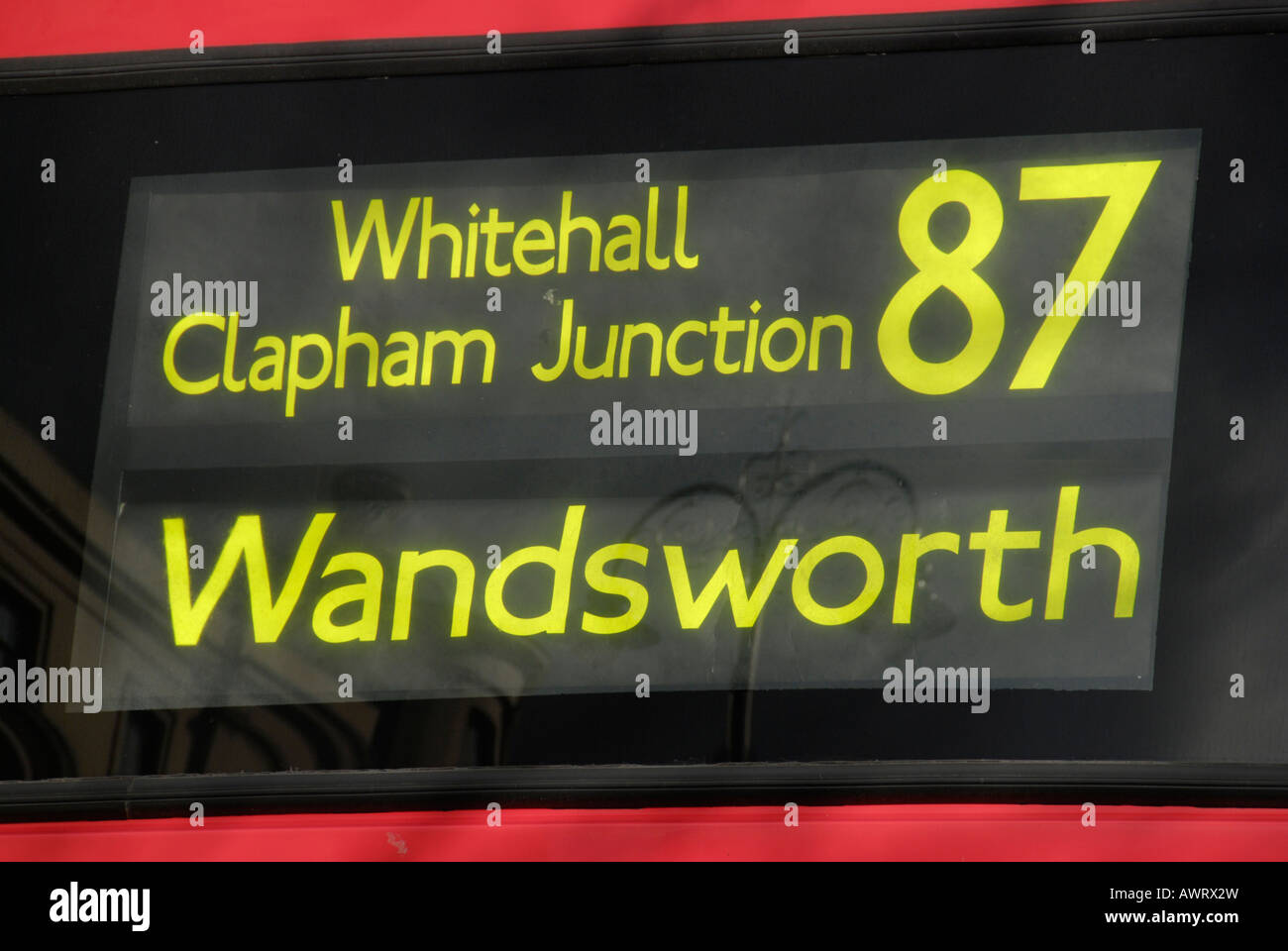 Close up of destination board on front of London bus Stock Photo - Alamy