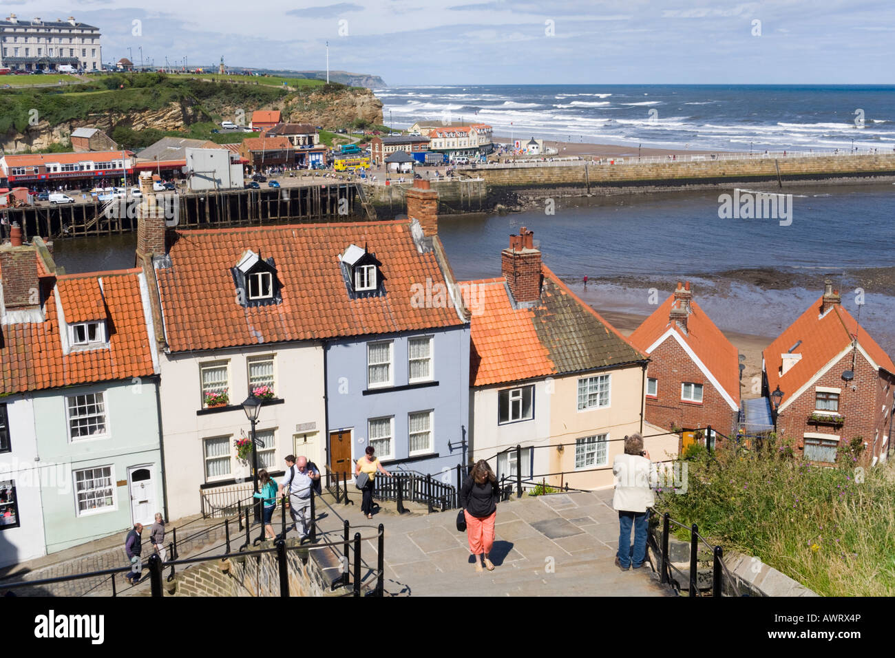 The lower end of Abbey Steps, Whitby, North Yorkshire Stock Photo - Alamy