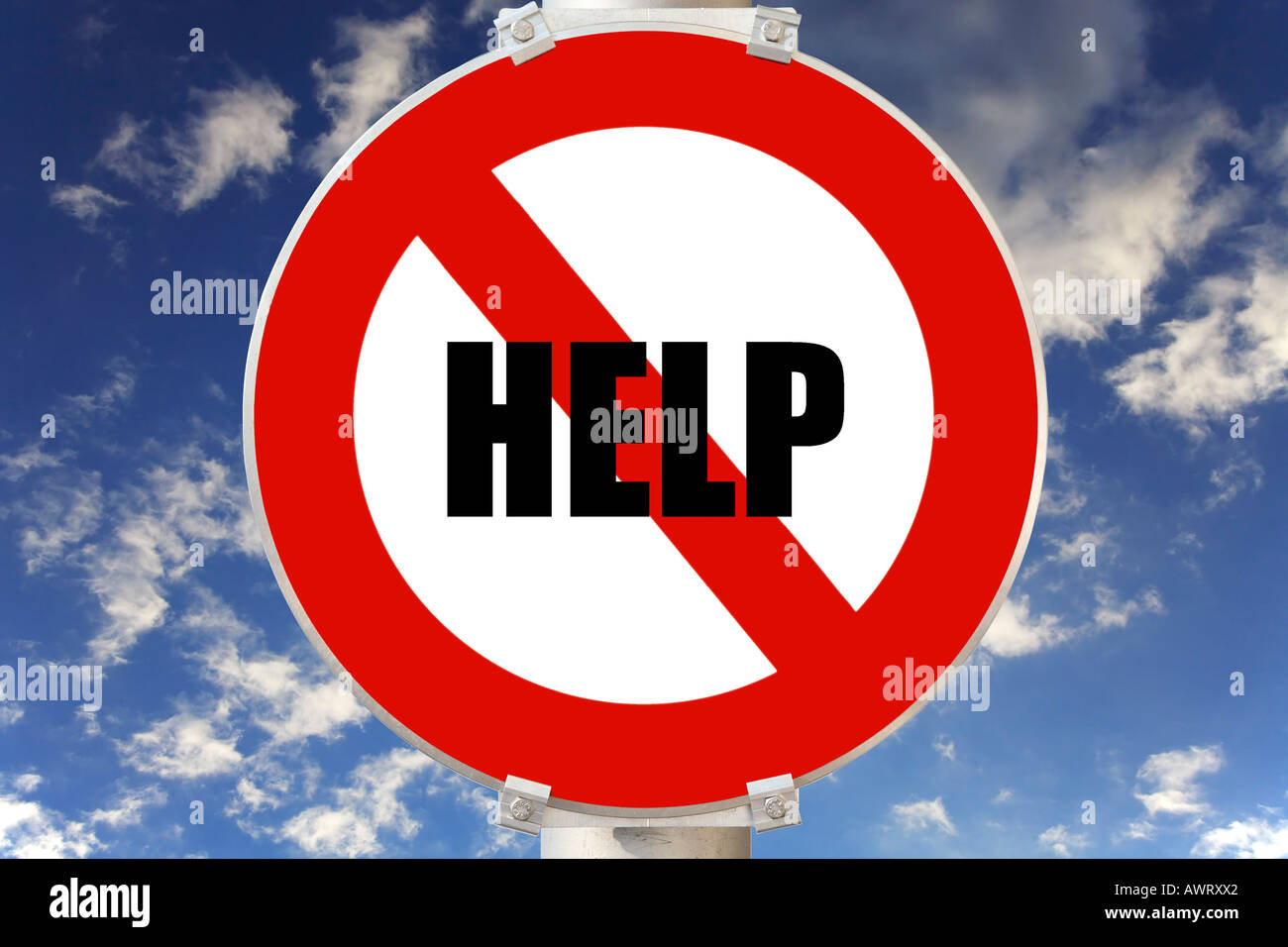Symbolic photo - prohibition sign - help Stock Photo - Alamy