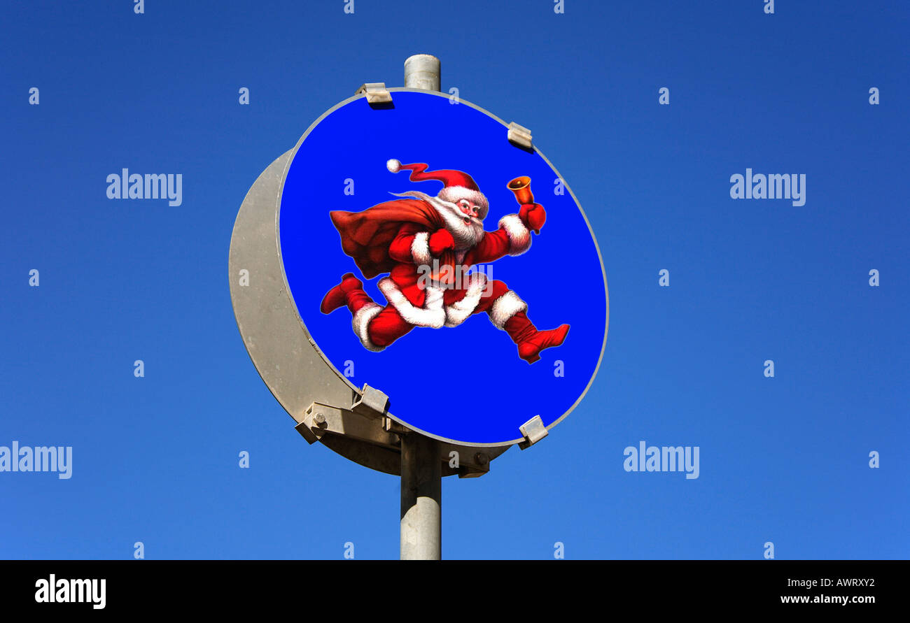 Symbolic photo - traffic sign - Santa Claus Stock Photo - Alamy
