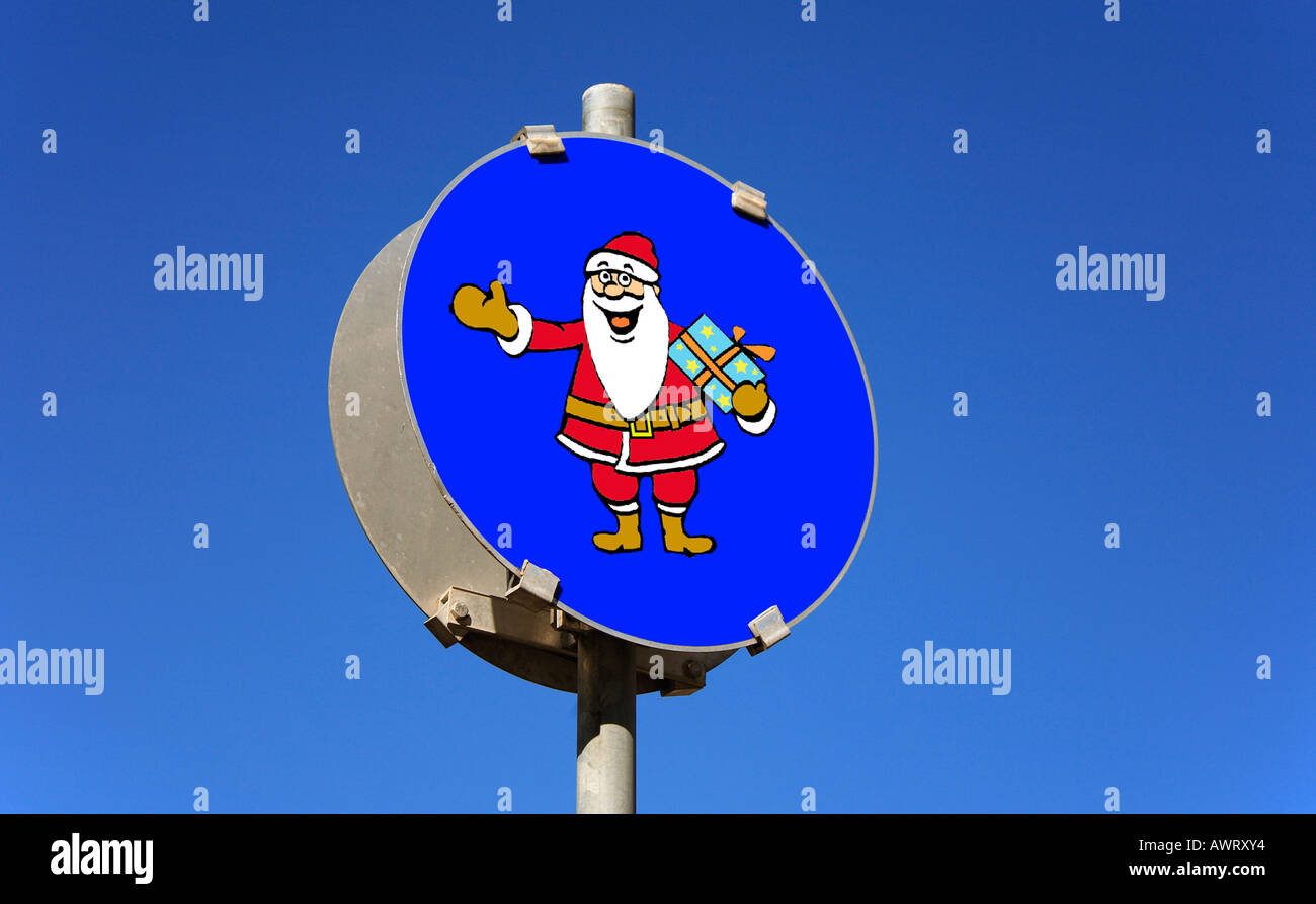 Symbolic photo - traffic sign - Santa Claus Stock Photo - Alamy