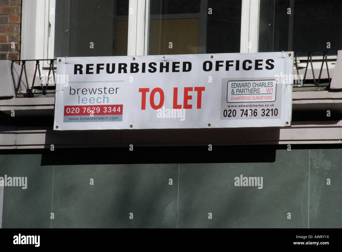 Refurbished Offices To Let sign on building Stock Photo - Alamy