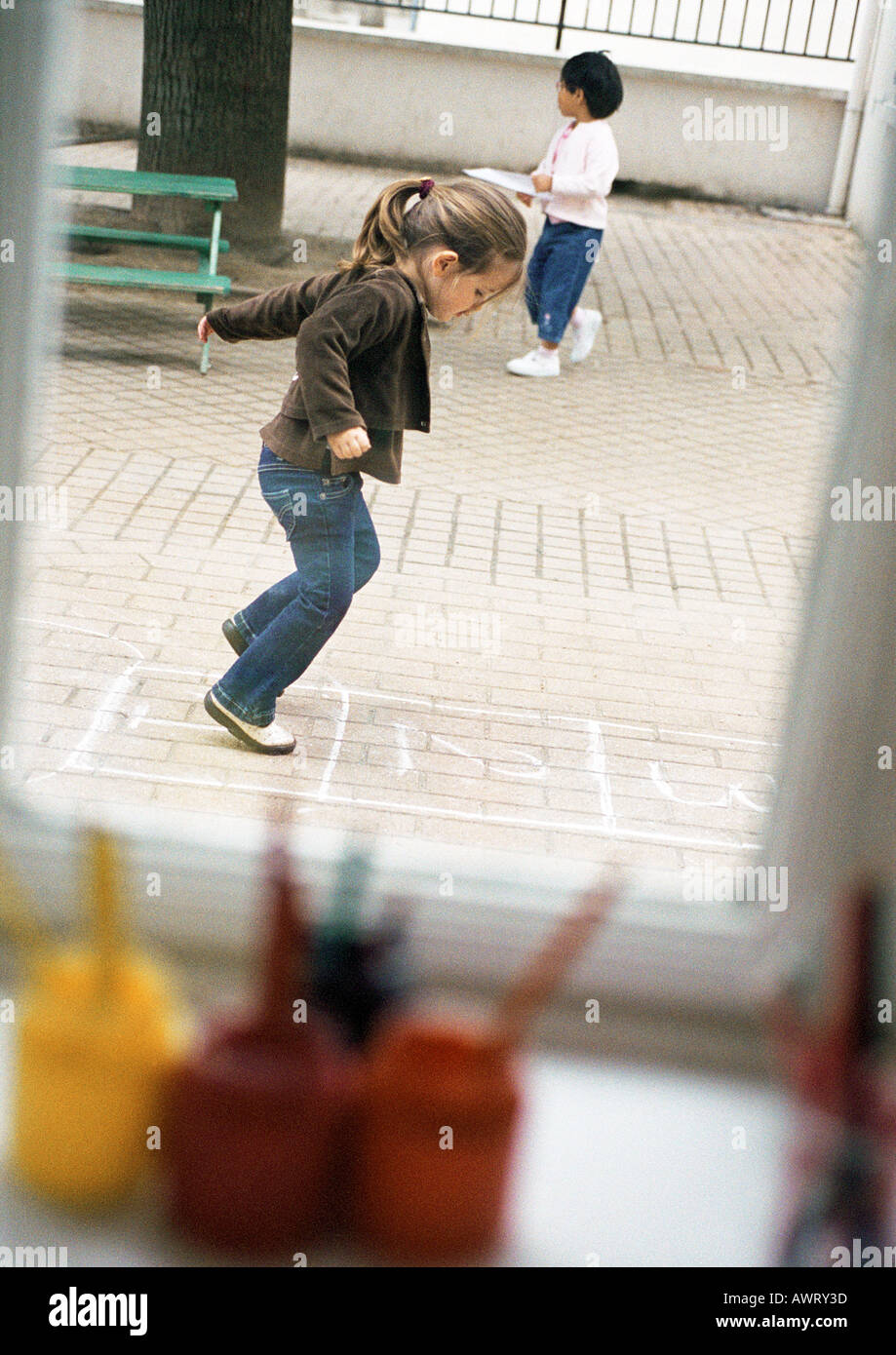 Kindergarten children jumping outdoors hi-res stock photography and ...