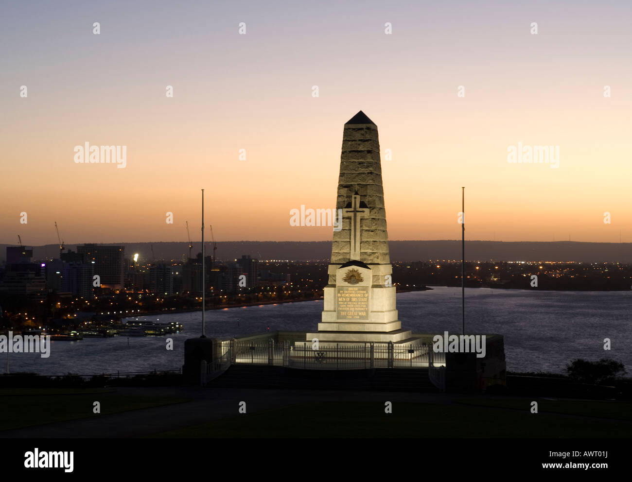 The Perth War Memorial photographed at dawn in Kings Park, Perth ...