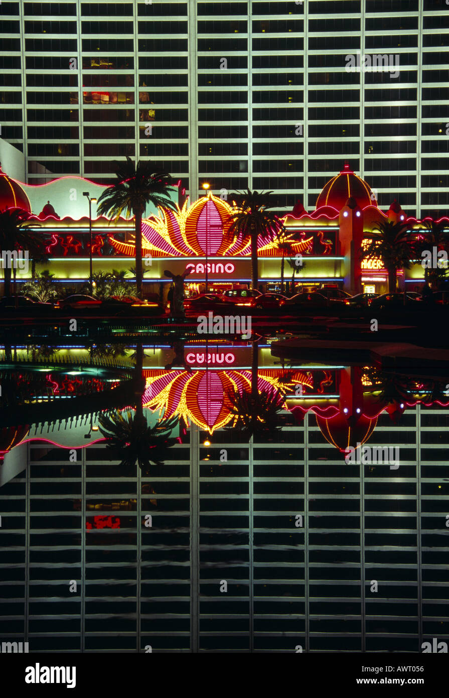 Reflections at Night on the Strip Las Vegas Nevada USA Stock Photo - Alamy