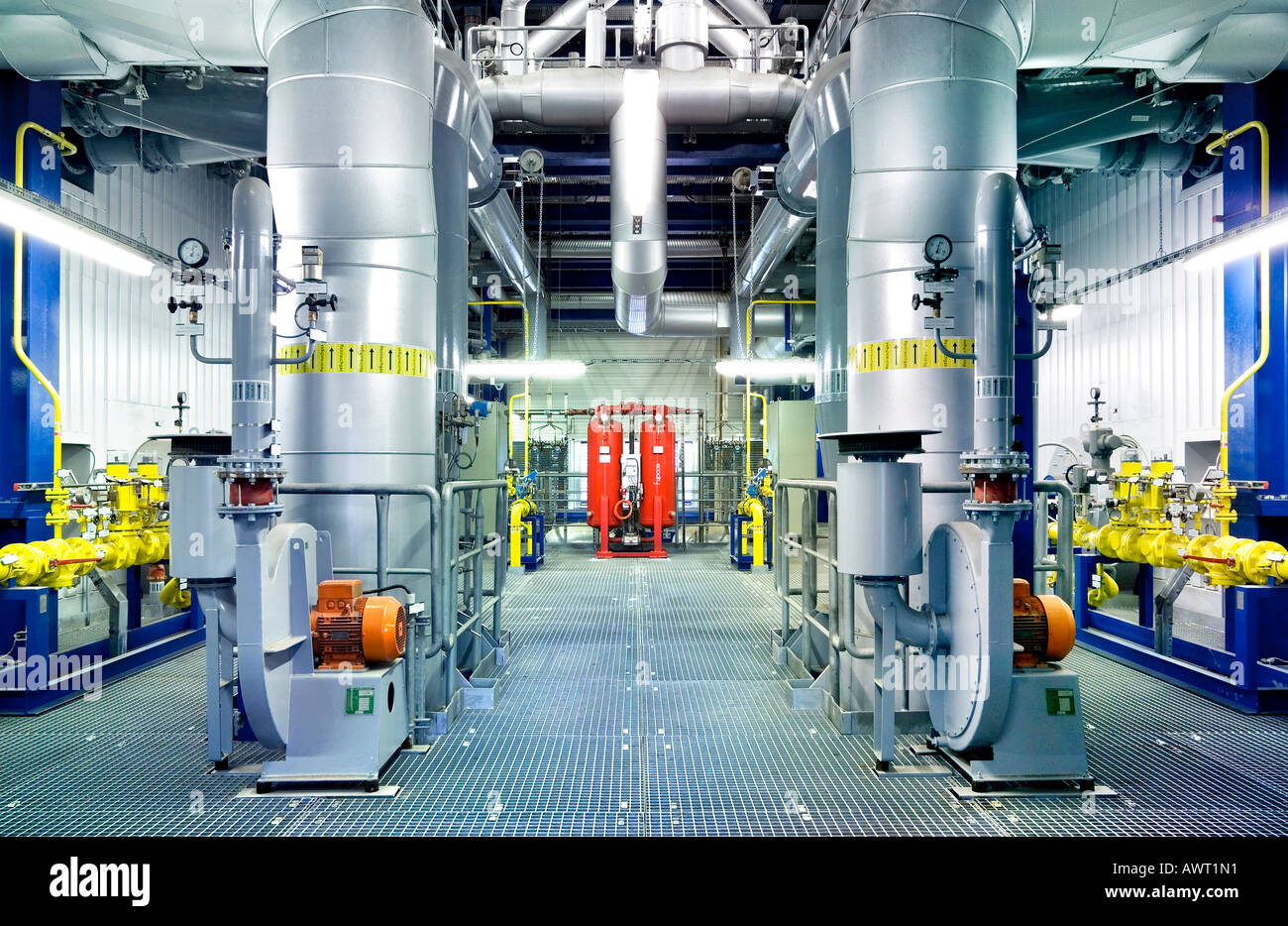 Inside of a biomass power station wood Stock Photo - Alamy