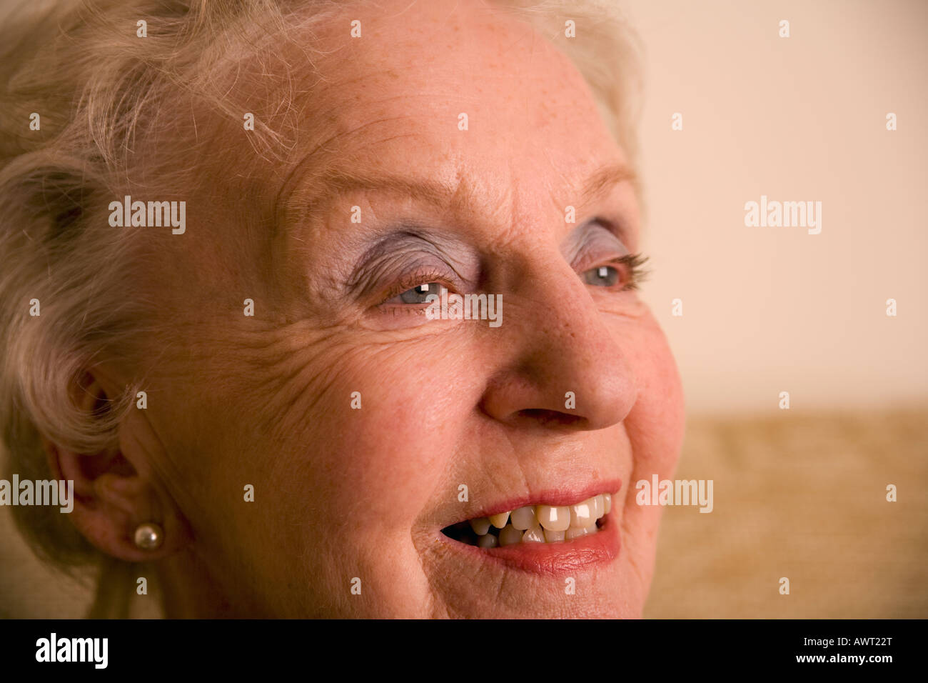 An elderly lady's smiling profile Stock Photo - Alamy
