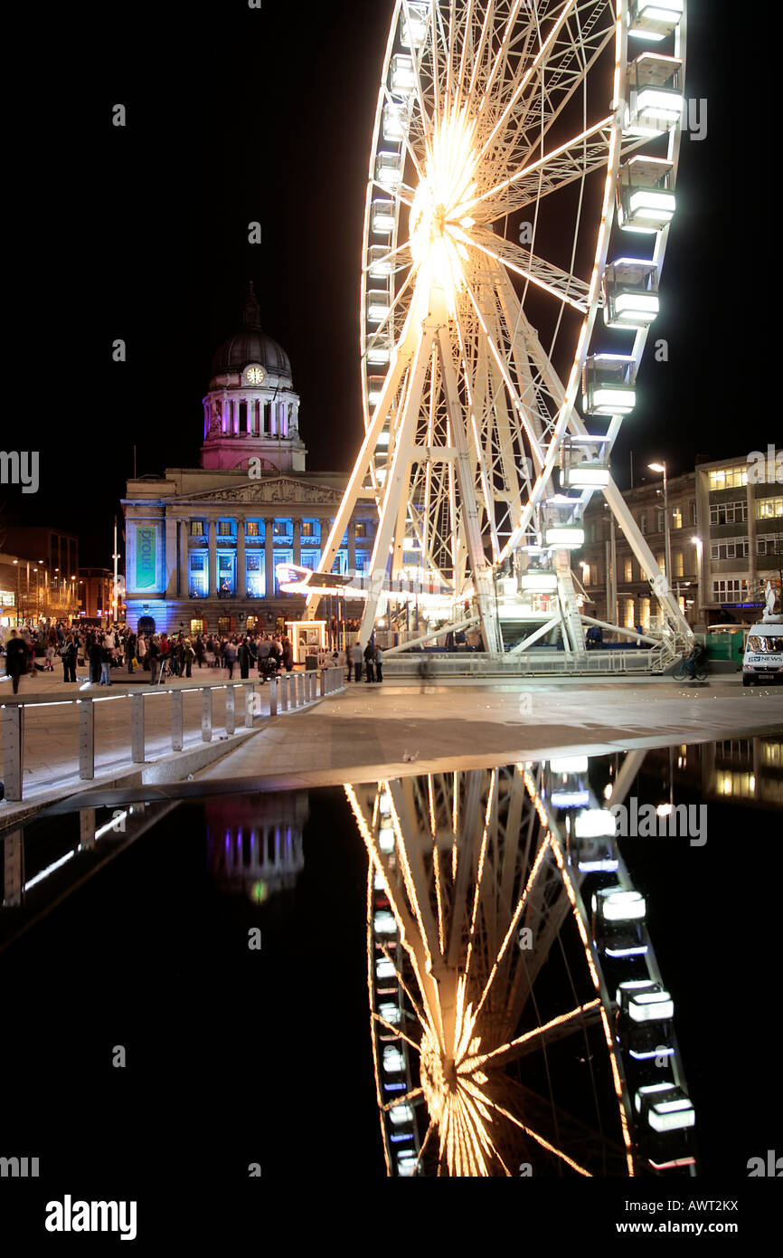 time exposure of the Nottingham Eye with its reflection in the Market ...