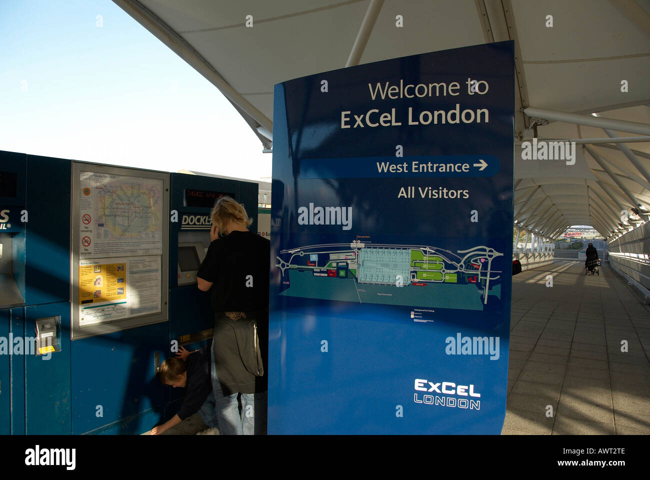 Light Docklands Railway station at Excel London Stock Photo - Alamy