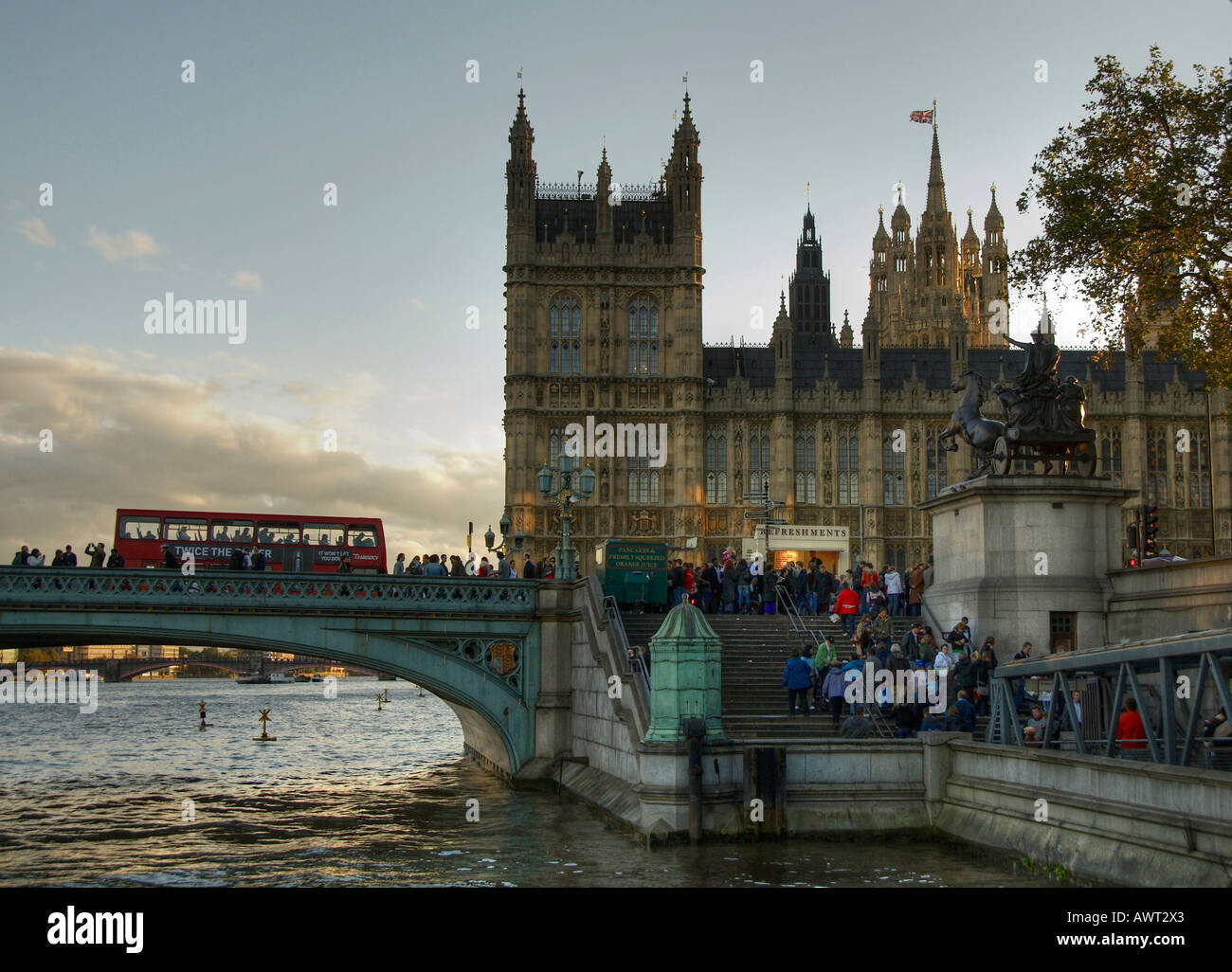 View of the Parliament, Westminster Bridge and river Thames from ...