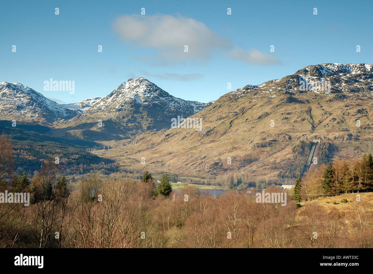 Ben Vorlich and the pipes carrying water to Loch Sloy Hydro Electric ...