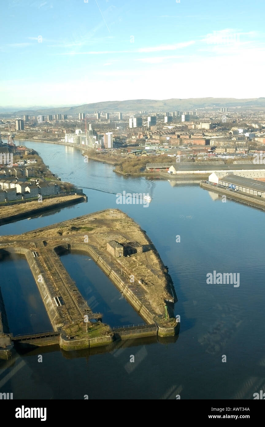 ariel view of govan graving docks clydeside glasgow scotland europe ...