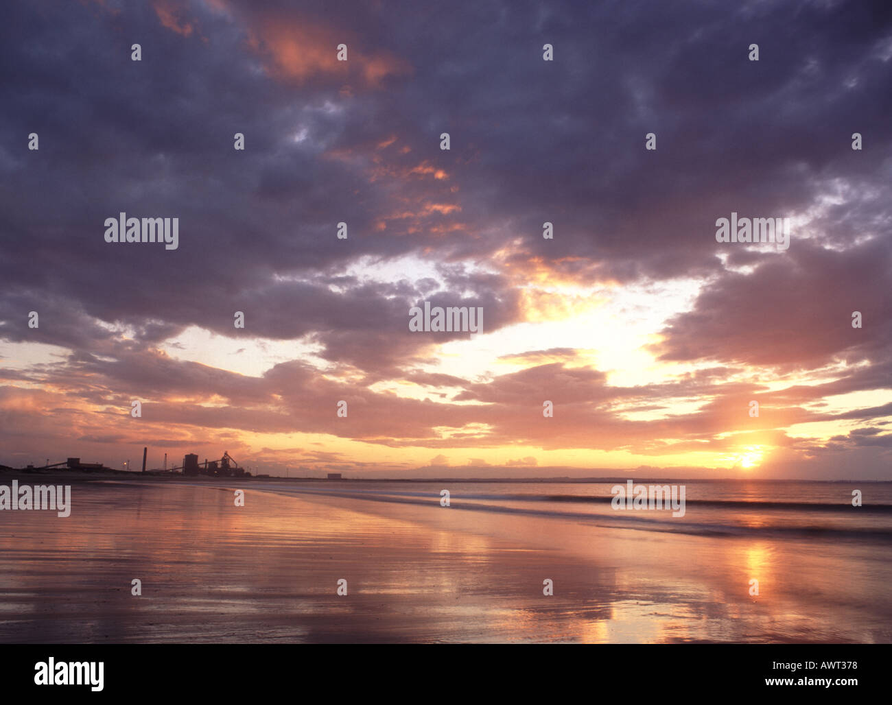 Coatham Sands and Corus Steelworks Redcar Tees Valley England Stock ...