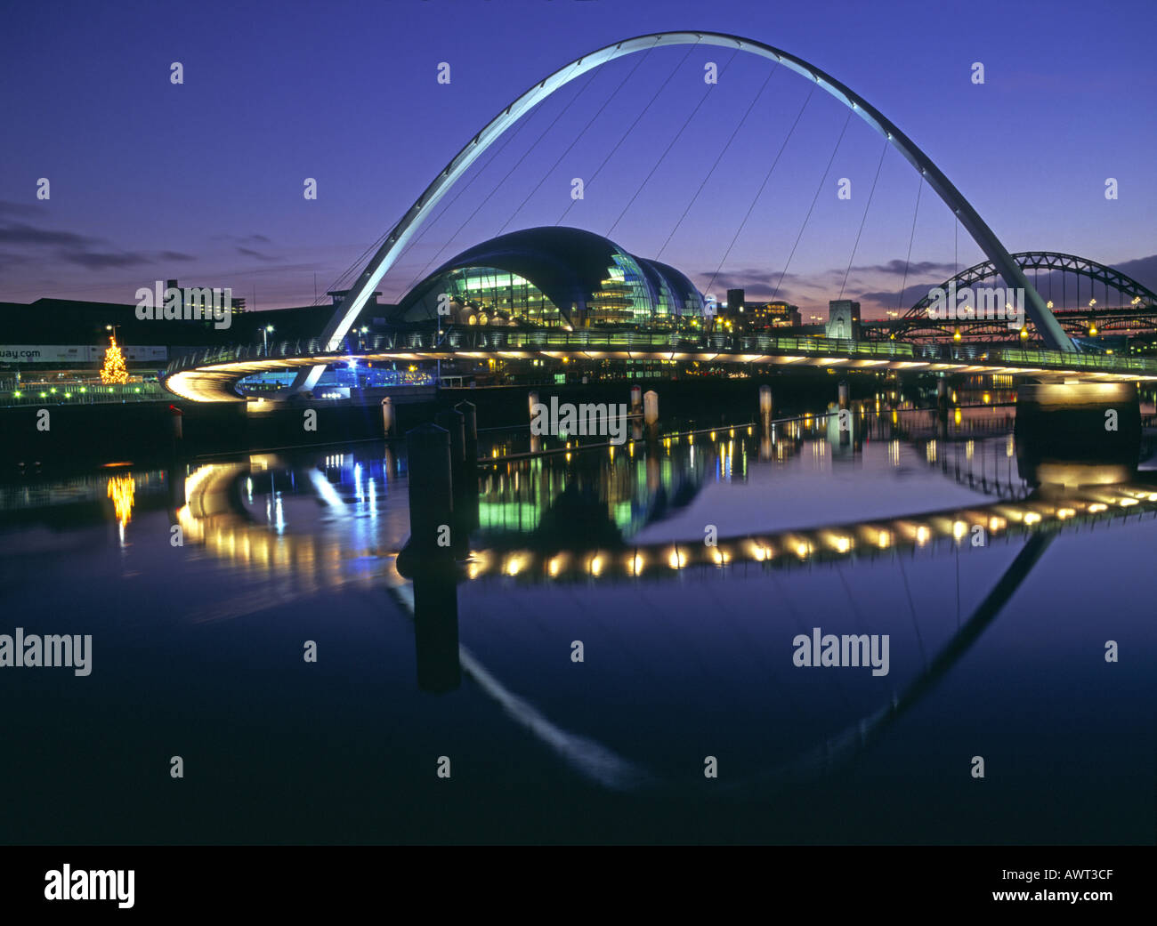 The Millennium Bridge Sage Gateshead Arts Centre and Tyne Bridge ...