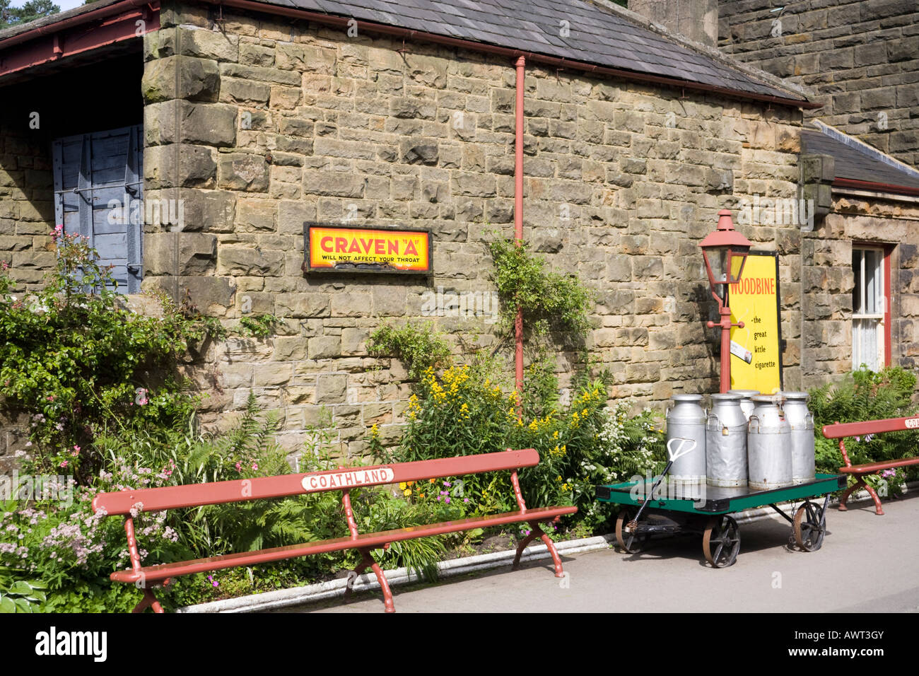 The platform at Goathland Station on the North Yorkshire Moors Railway ...