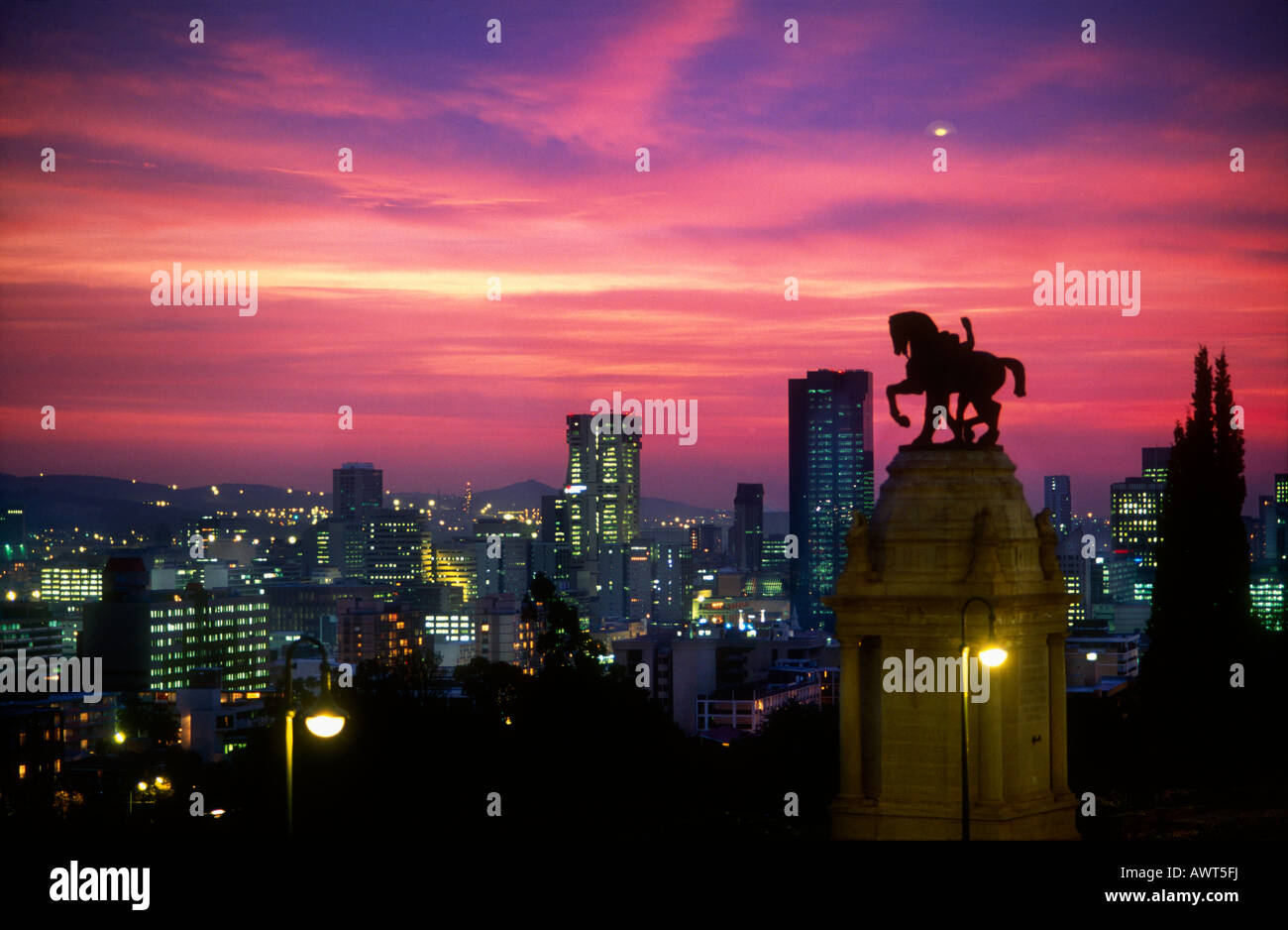 View of city of Pretoria taken from high vantage point with horse ...