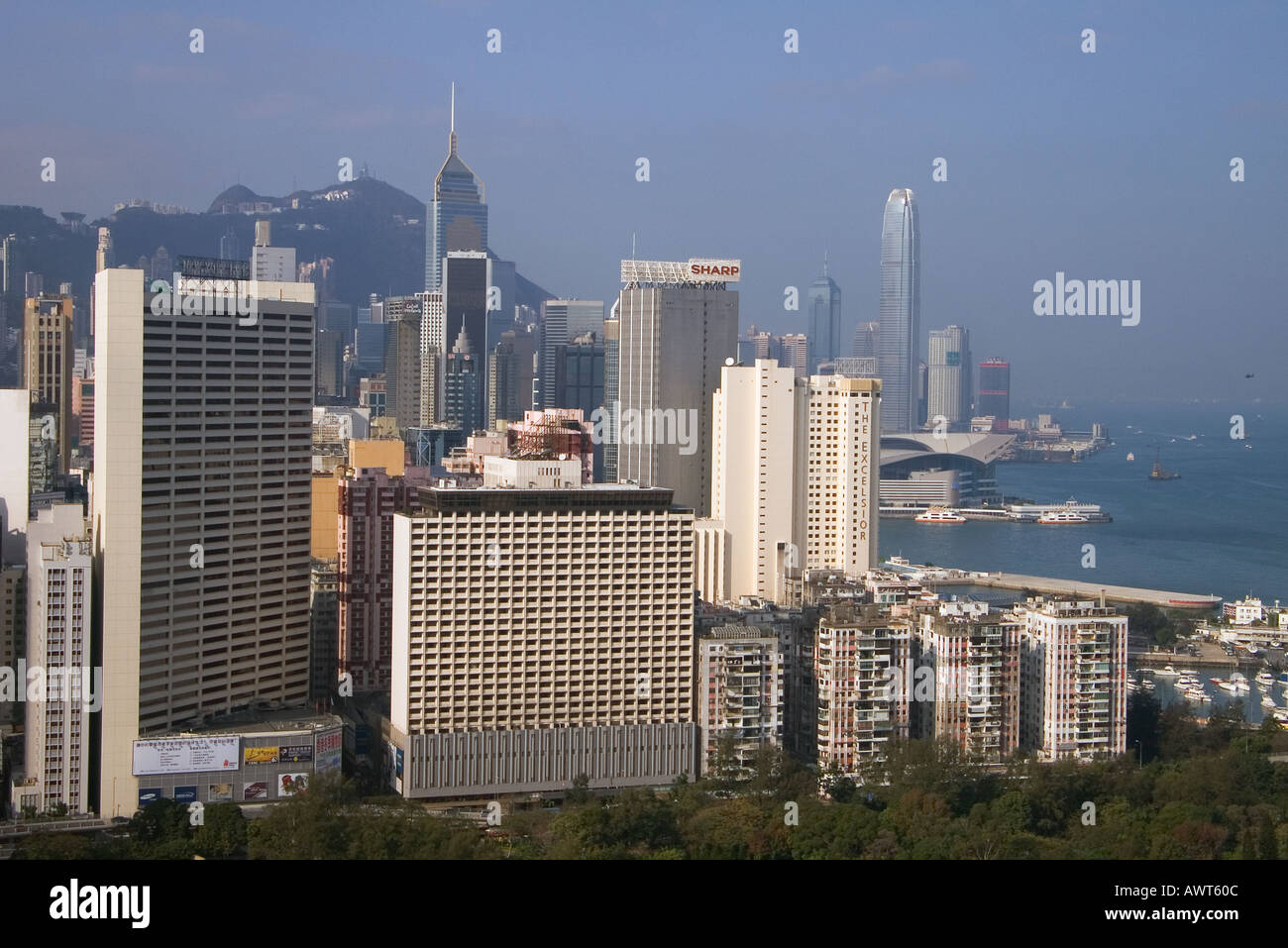 dh CAUSEWAY BAY HONG KONG Skyscraper buildings Wanchai harbour waterfront Central city hk ...