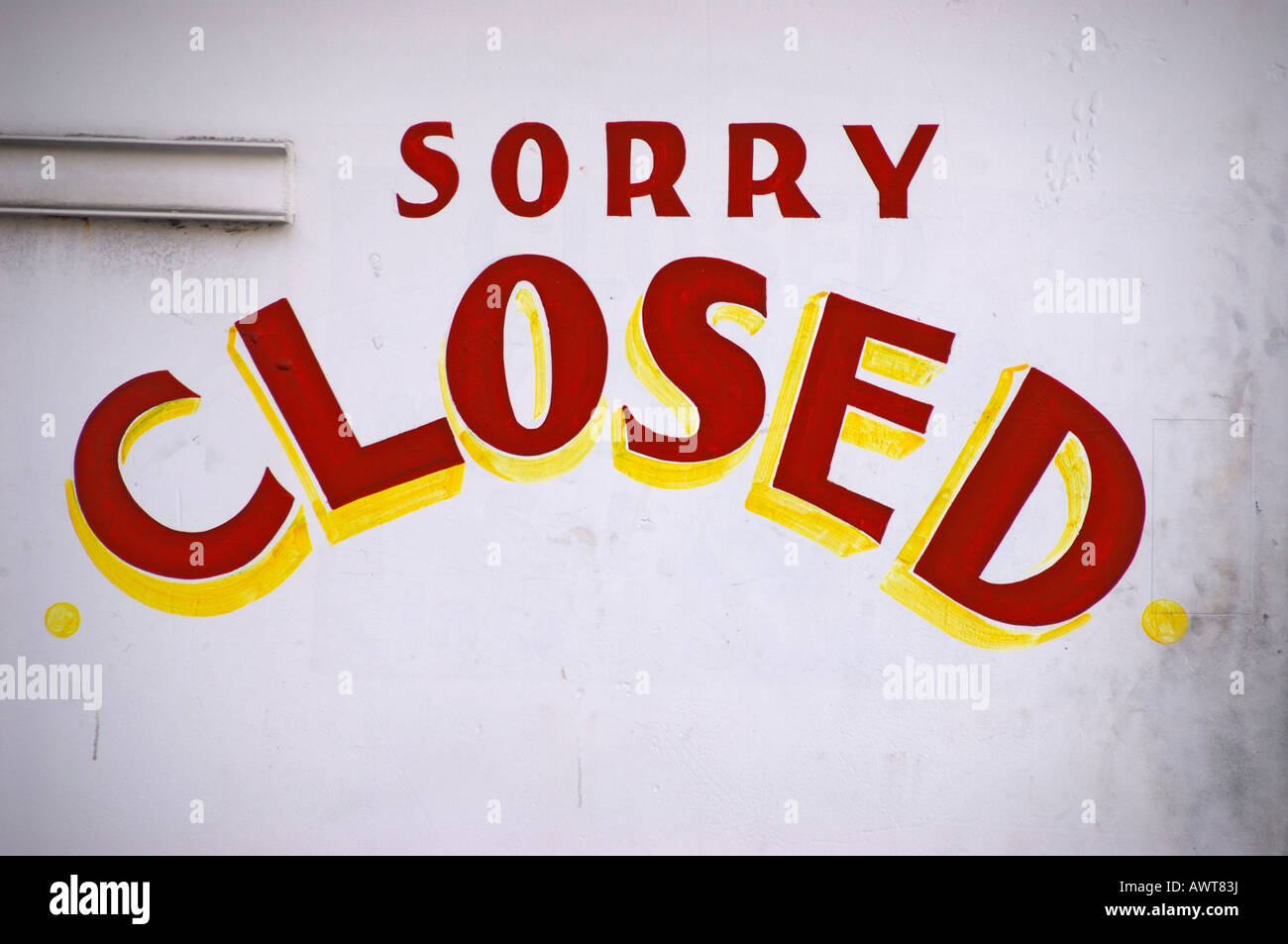 "painted "sorry closed" sign Stock Photo - Alamy