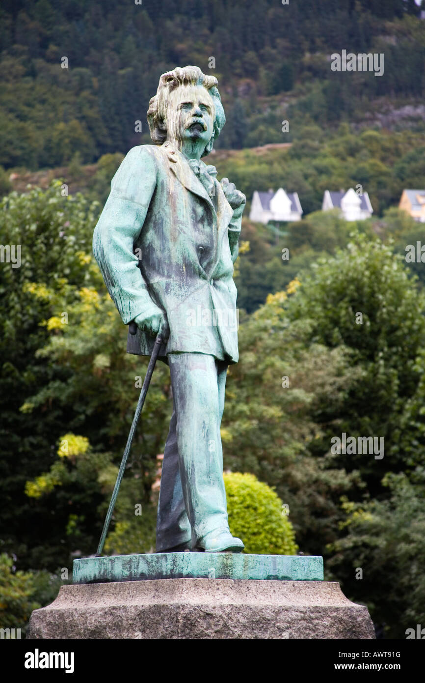 Edvard Grieg Statue in Festplassen Bergen City Norway Scandinavia Stock ...