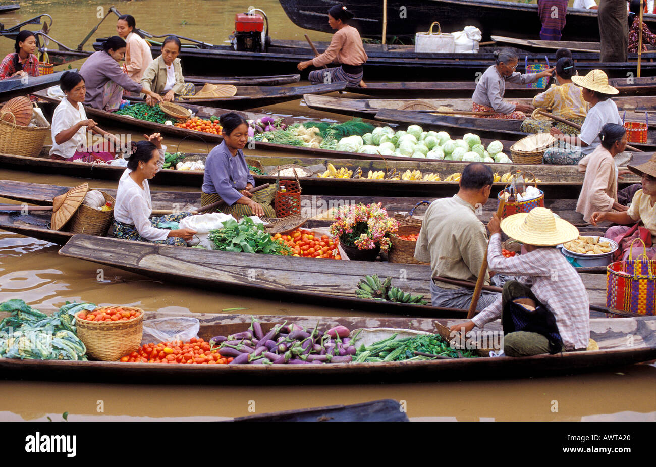 myanmar shan state inle lake The floating market at Ywama inle lake ...