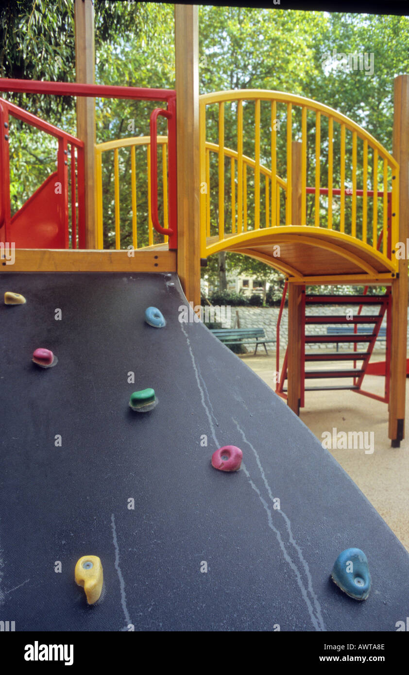 Empty toboggan in a france playground waiting for kids and fun in ...