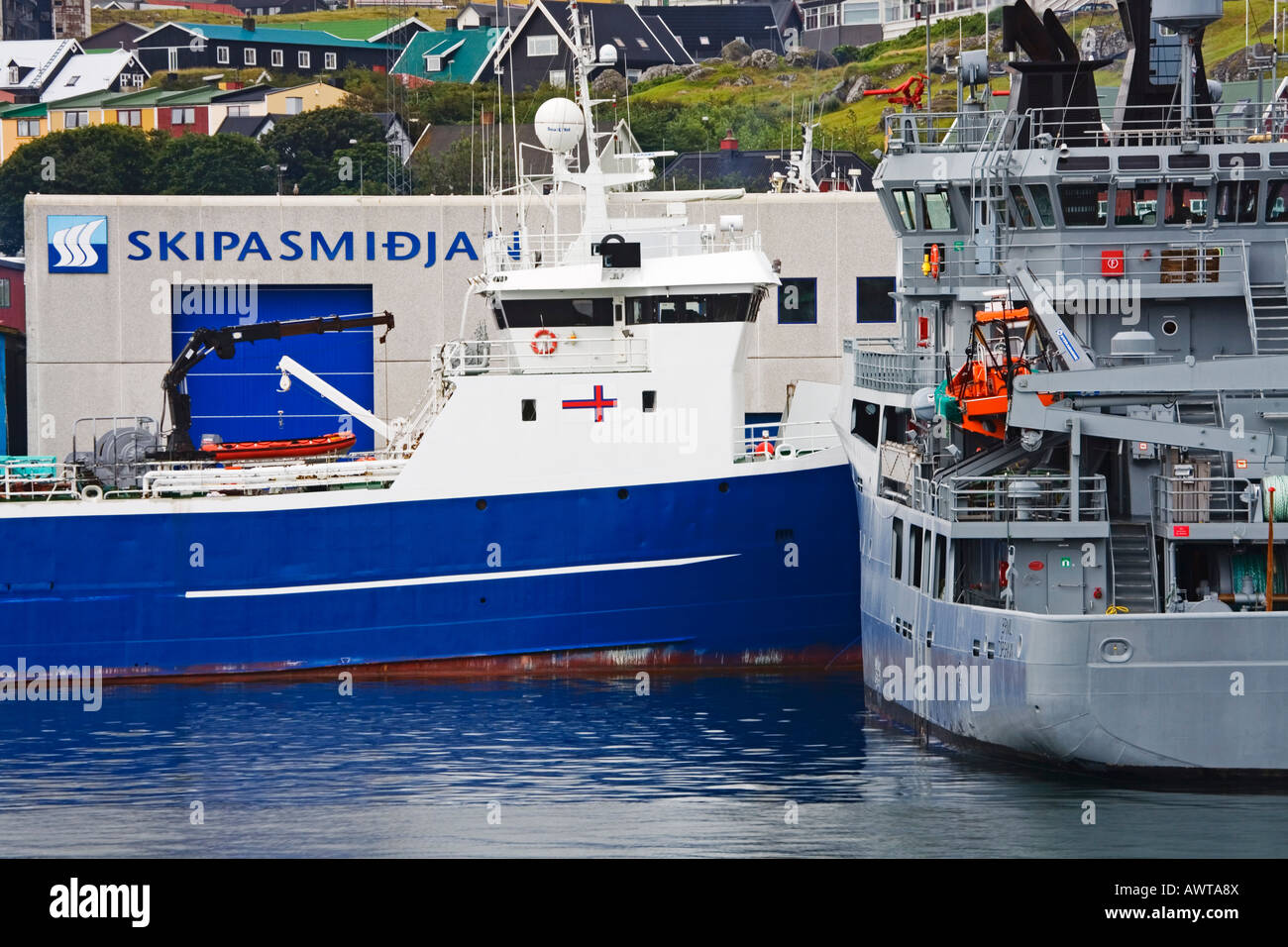 Commercial docks City of Torshavn Faroe Islands Kingdom of Denmark ...