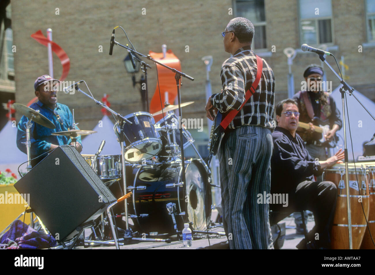 blacks musicians in a jazz and blue outdoor concert in montreal harbor ...