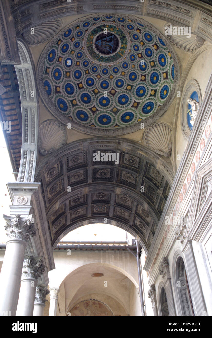 Roof of the portico of the Pazzi Chapel in Santa Croce Church in ...
