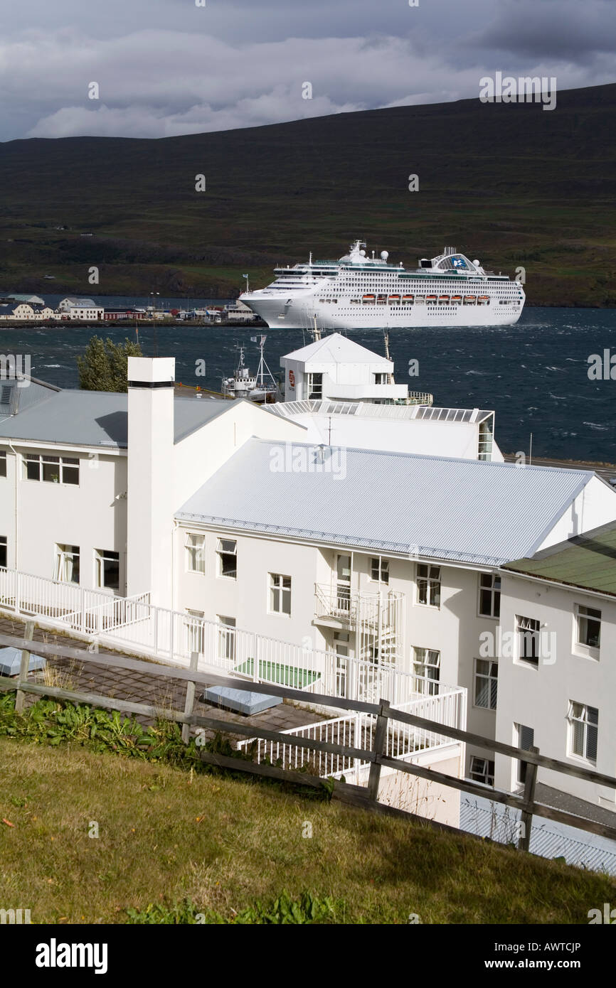 Sea Princess cruise ship in Akureyri port Iceland Stock Photo - Alamy