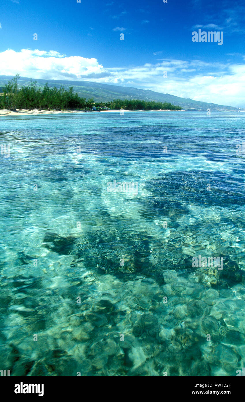 Lagoon in Reunion Island Stock Photo - Alamy