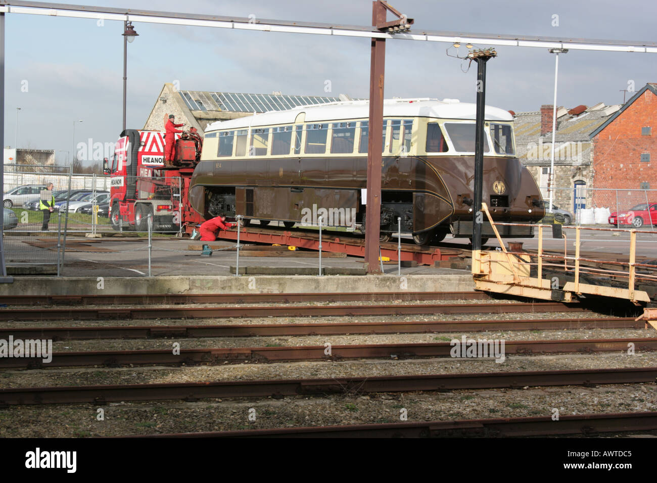 Swindon Railway Railroad works Wiltshire UK 1930 car being ...