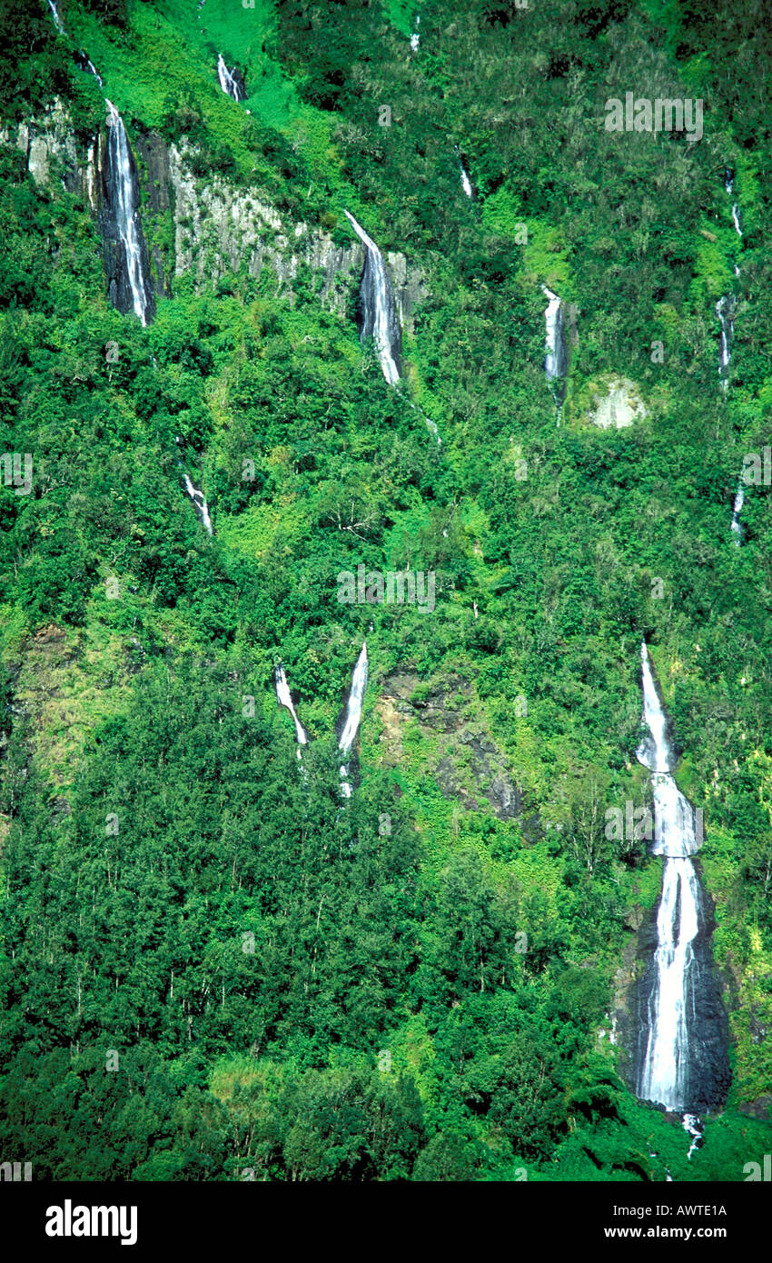 Waterfall falling down Mountain Side Stock Photo - Alamy