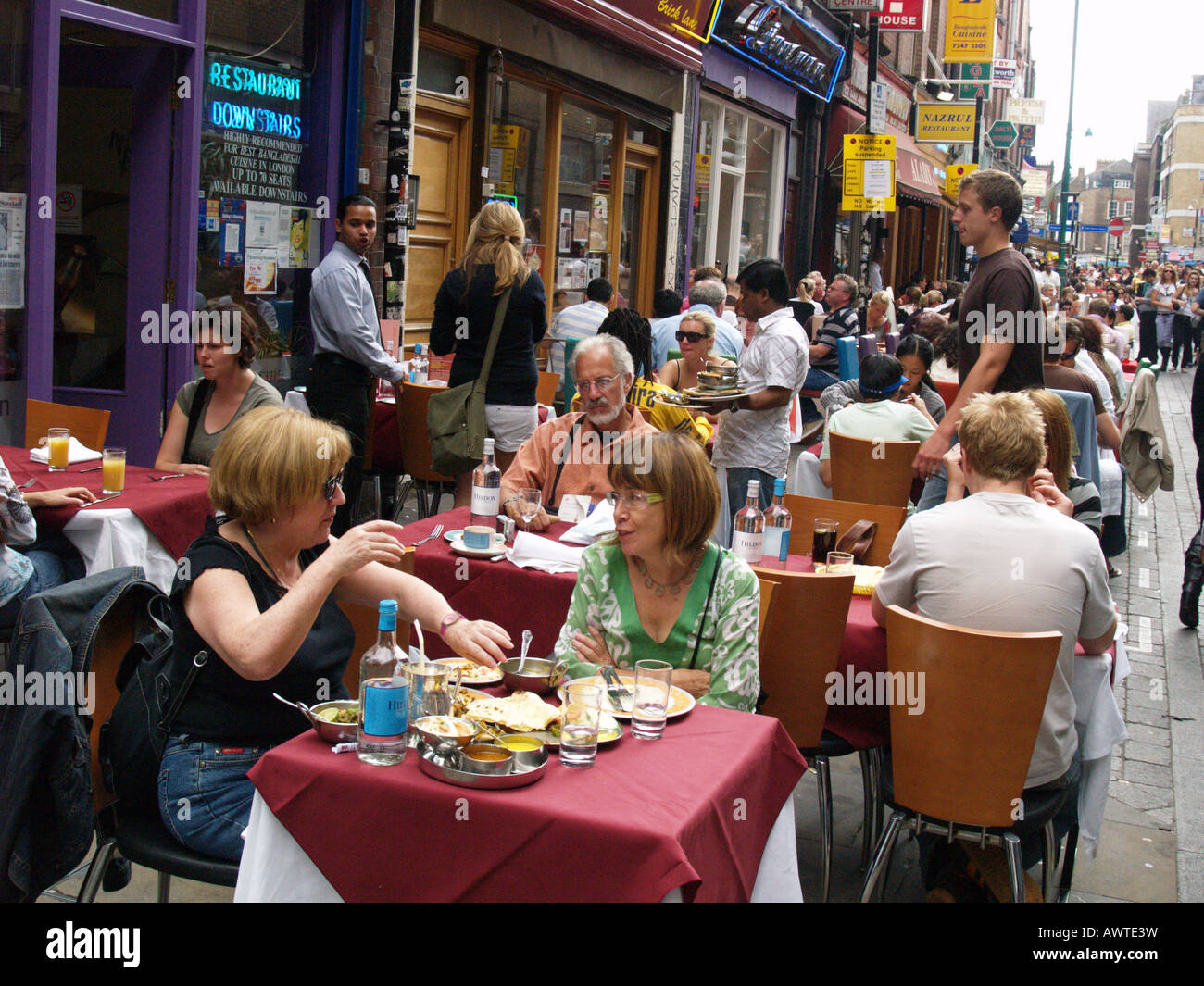 alfresco outdoor indian restaurant diners eating annual brick lane food ...