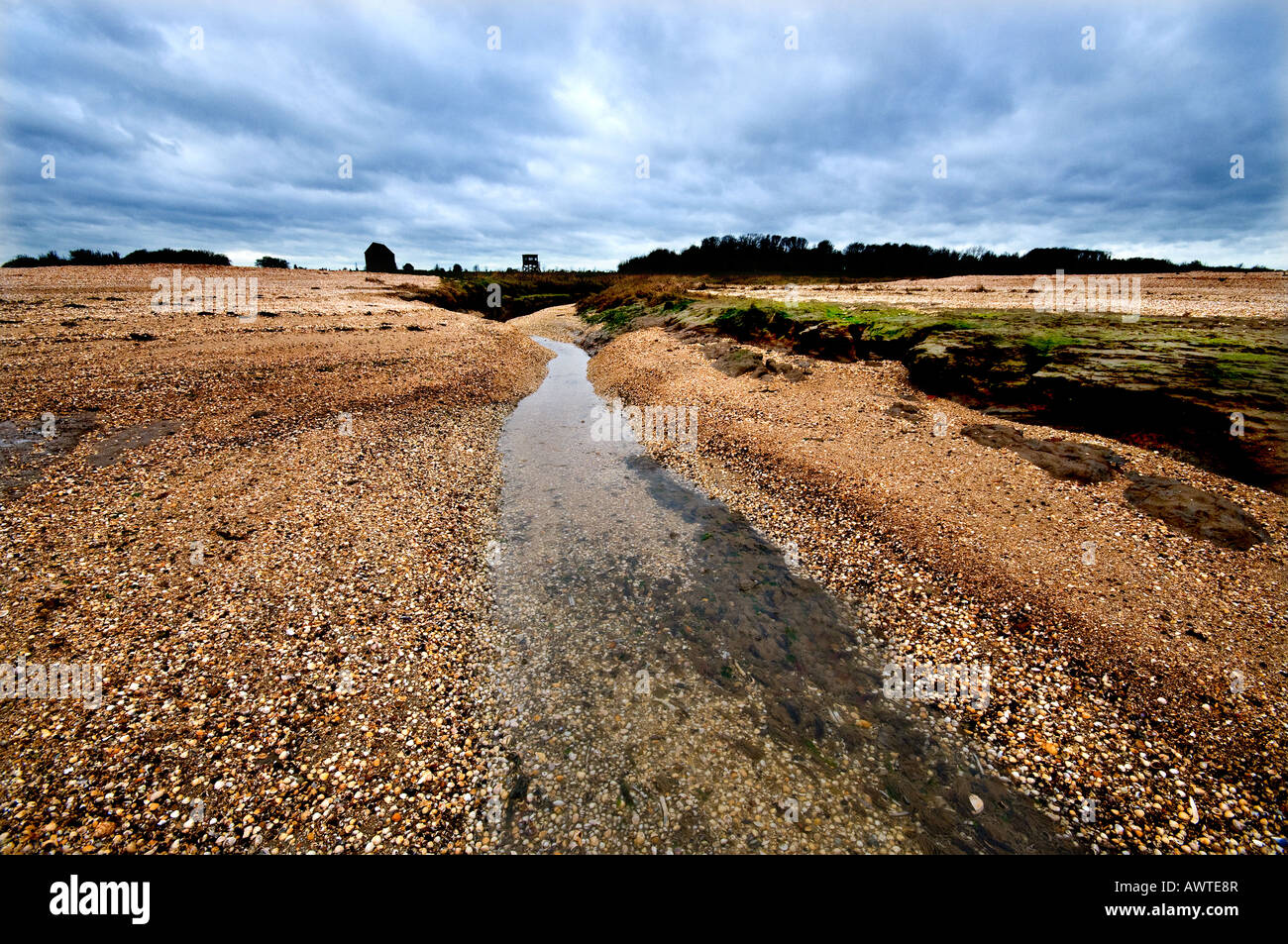 Bradwell Essex - a freshwater stream runs through the The Cockle Spit ...