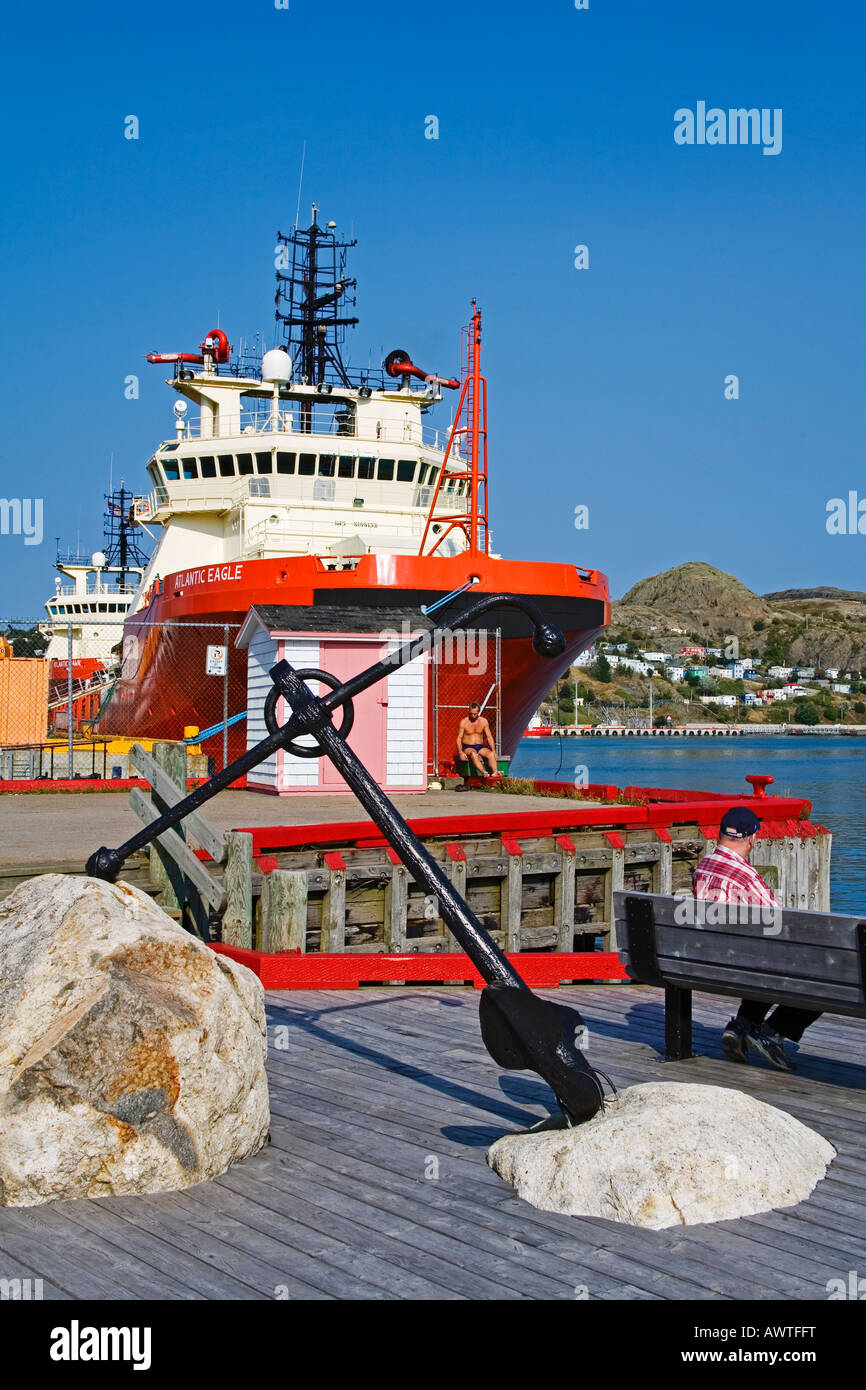 Oil rig supply ship viewed from Harbourside Park St John s City ...