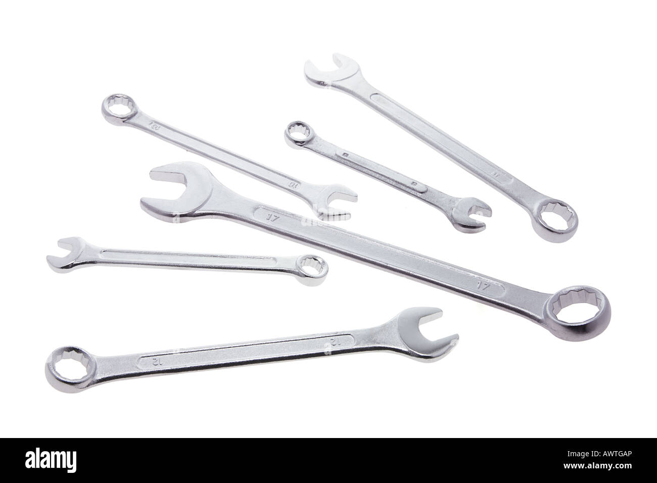 Spanners of all sizes Cut Out Stock Images & Pictures - Alamy