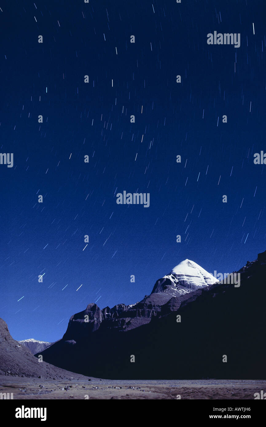 Star streaks over Mount Kailas Tibet Stock Photo - Alamy