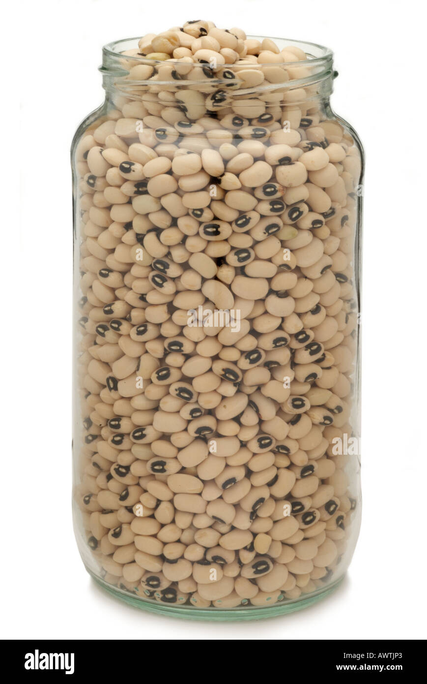 Black eye bean legume leguminous pulse phaseolus glass storage jar full ...