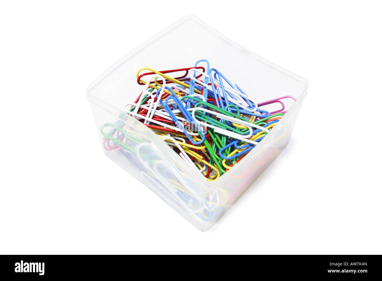 Paper Clips in Plastic Box Stock Photo - Alamy